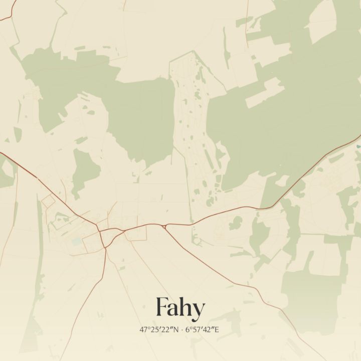 Vintage map of Fahy, Switzerland. - Rezona - Digital Art & AI, Places ...