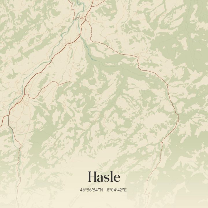 Vintage map of Hasle, Switzerland. - Rezona - Digital Art & AI, Places ...