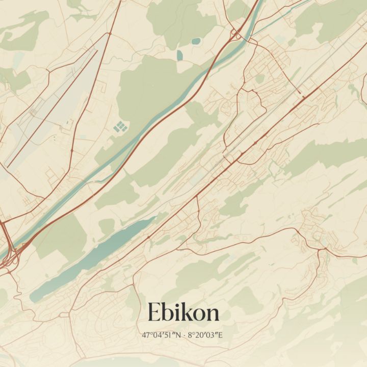 Vintage map of Ebikon, Switzerland. - Rezona - Digital Art & AI, Places ...