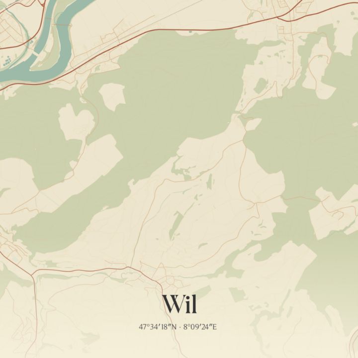 Vintage map of Wil, Switzerland. - Rezona - Digital Art & AI, Places ...