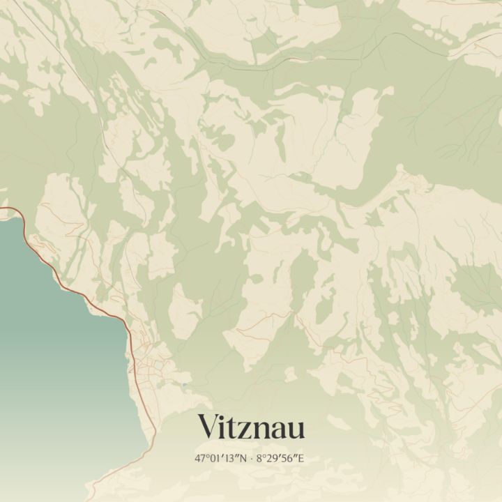 Vintage map of Vitznau, Switzerland. - Rezona - Digital Art & AI ...