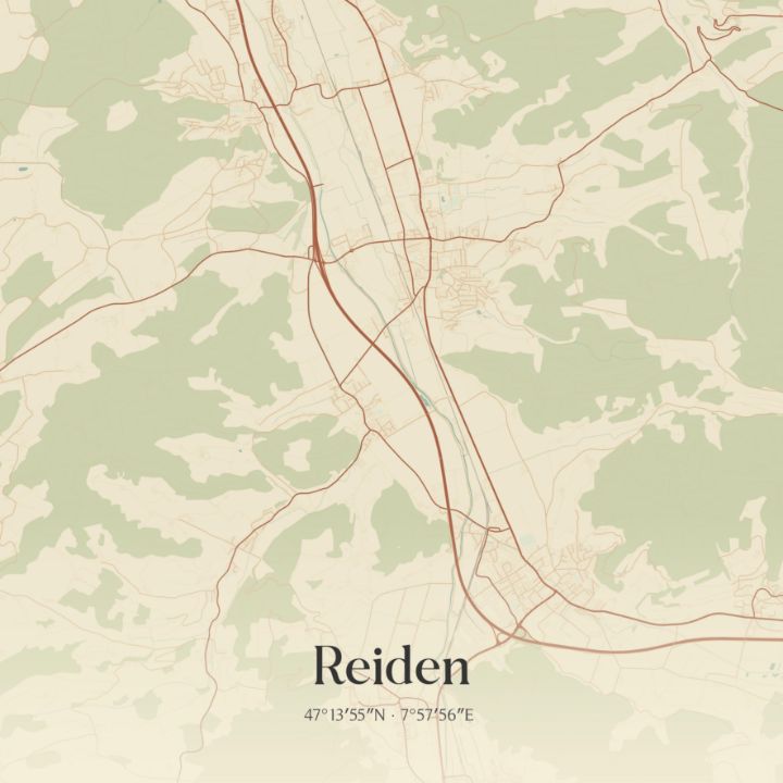 Vintage map of Reiden, Switzerland. - Rezona - Digital Art & AI, Places ...