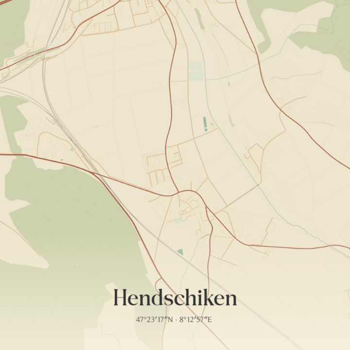 Vintage map of Hendschiken, Switzerl - Rezona - Digital Art & AI ...