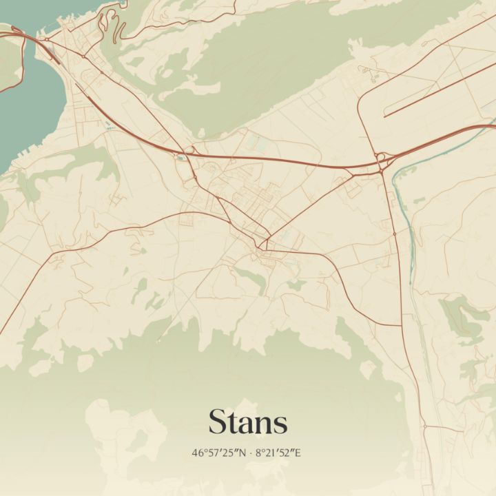 Vintage map of Stans, Switzerland. - Rezona - Digital Art & AI, Places ...