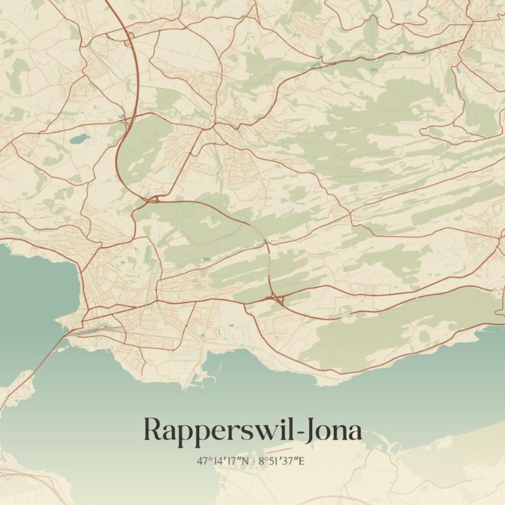 Vintage map of Rapperswil-Jona, Swit - Rezona - Digital Art & AI ...