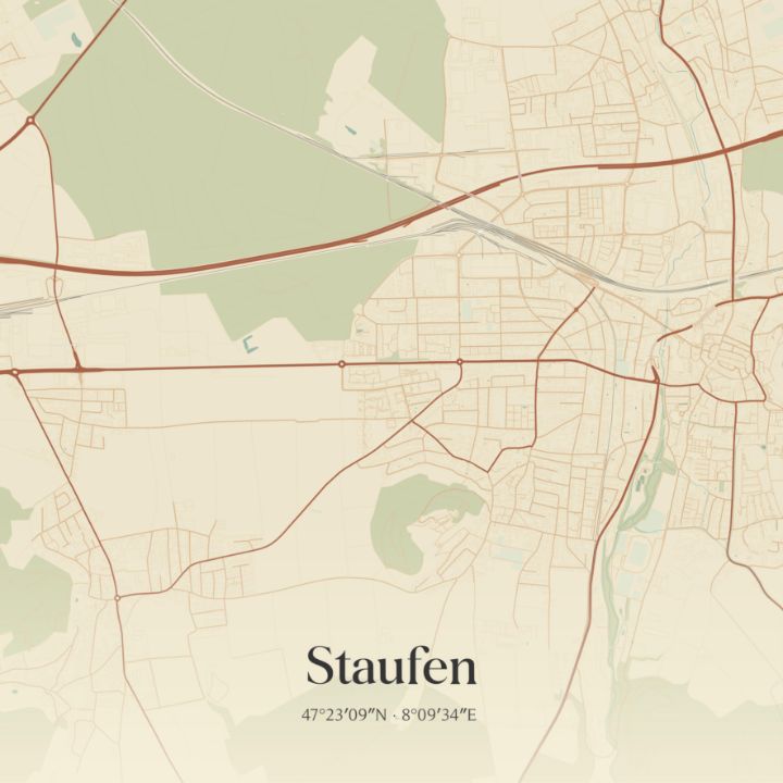 Vintage map of Staufen, Switzerland. - Rezona - Digital Art & AI ...