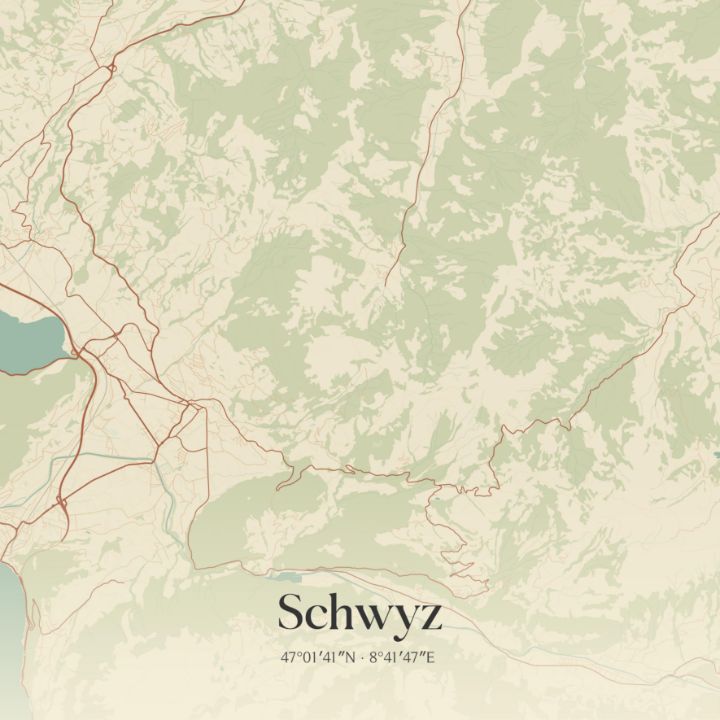 Vintage map of Schwyz, Switzerland. - Rezona - Digital Art & AI, Places ...