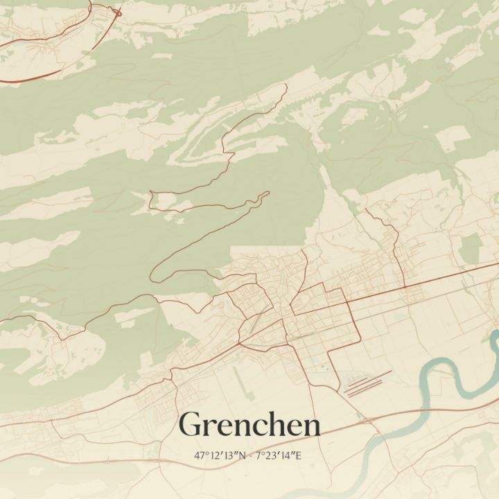 Vintage map of Grenchen, Switzerland - Rezona - Digital Art & AI ...