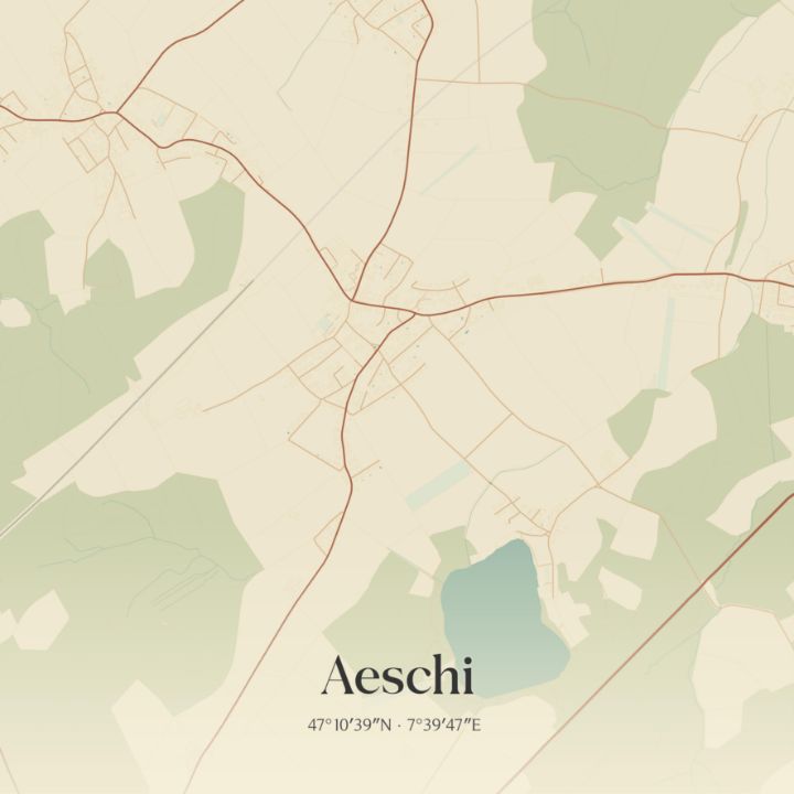 Vintage map of Aeschi, Switzerland. - Rezona - Digital Art & AI, Places ...