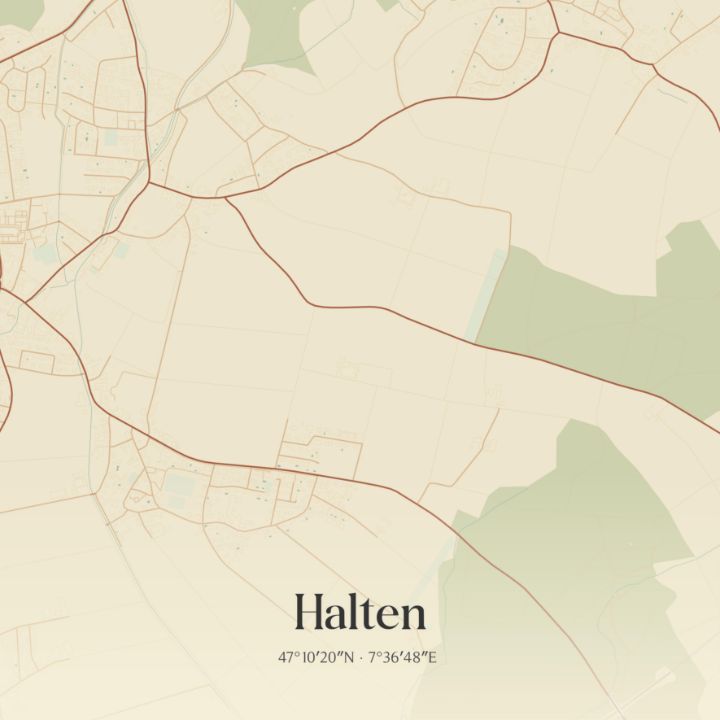 Vintage map of Halten, Switzerland. - Rezona - Digital Art & AI, Places ...