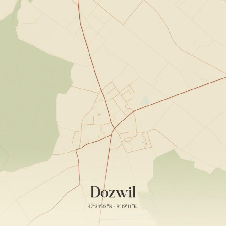 Vintage map of Dozwil, Switzerland. - Rezona - Digital Art & AI, Places ...