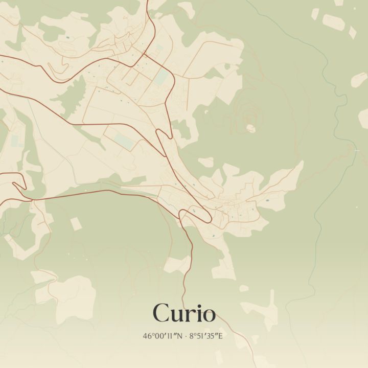 Vintage map of Curio, Switzerland. - Rezona - Digital Art & AI, Places ...