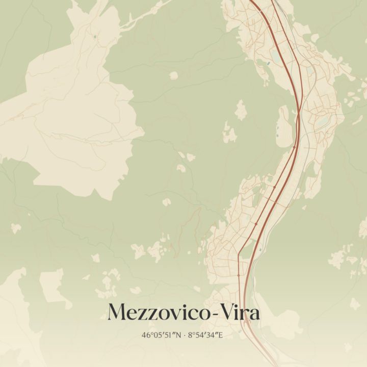 Vintage map of Mezzovico-Vira, Switz - Rezona - Digital Art & AI ...