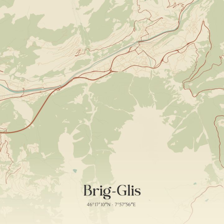 Vintage map of Brig-Glis, Switzerlan - Rezona - Digital Art & AI ...