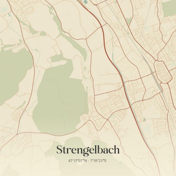 Vintage map of Strengelbach, Switzer - Rezona - Digital Art & AI ...