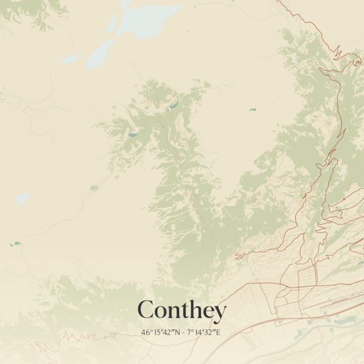 Vintage map of Conthey, Switzerland. - Rezona - Digital Art & AI ...