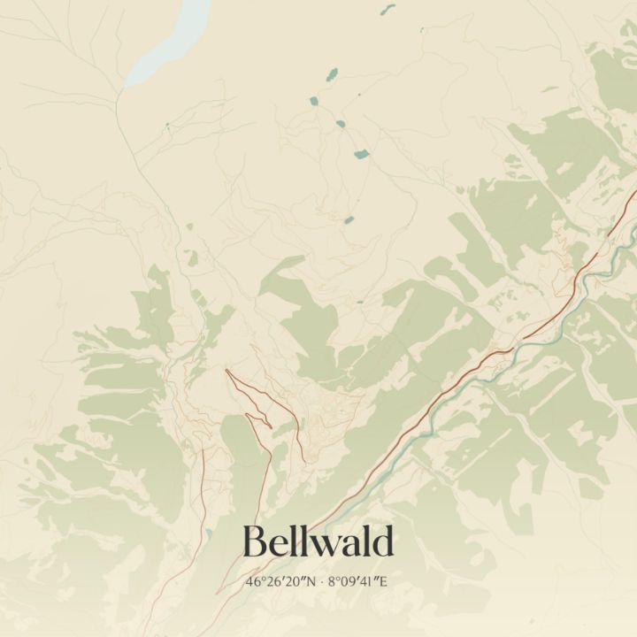 Vintage map of Bellwald, Switzerland - Rezona - Digital Art & AI ...