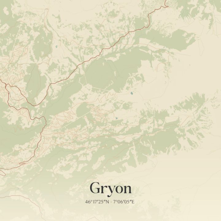 Vintage map of Gryon, Switzerland. - Rezona - Digital Art & AI, Places ...