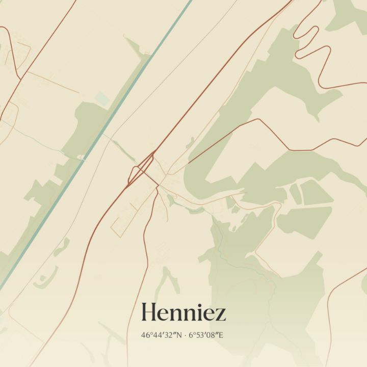 Vintage map of Henniez, Switzerland. - Rezona - Digital Art & AI ...