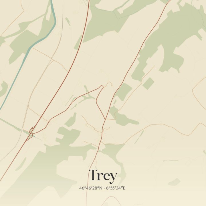 Vintage map of Trey, Switzerland. - Rezona - Digital Art & AI, Places ...