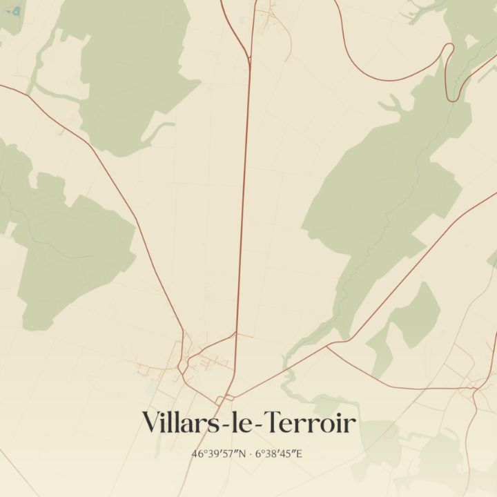 Vintage map of Villars-le-Terroir, S - Rezona - Digital Art & AI ...