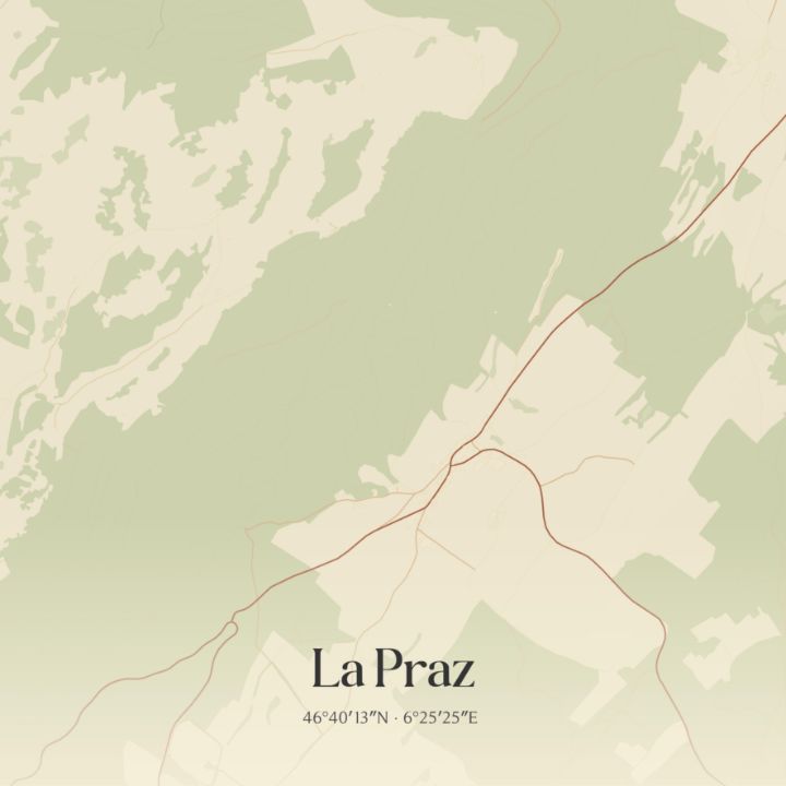 Vintage map of La Praz, Switzerland. - Rezona - Digital Art & AI ...