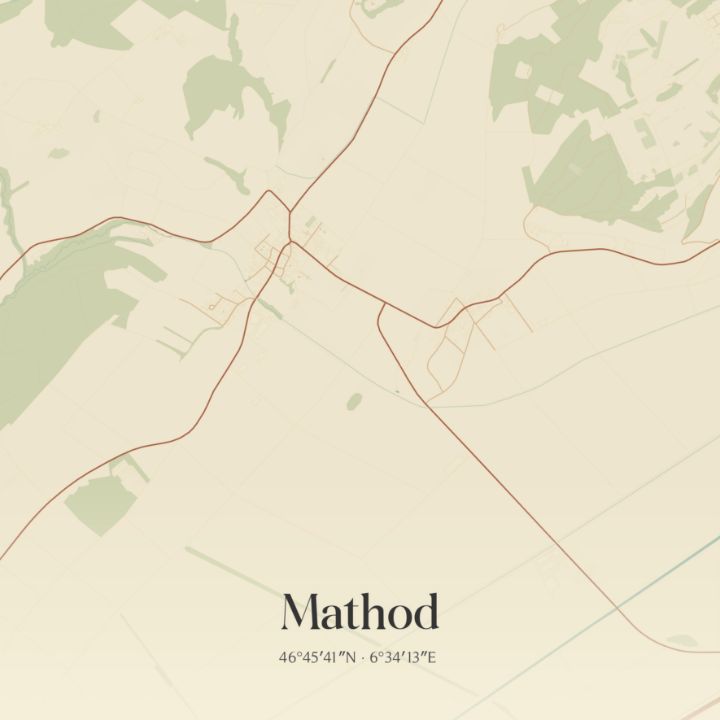 Vintage map of Mathod, Switzerland. - Rezona - Digital Art & AI, Places ...