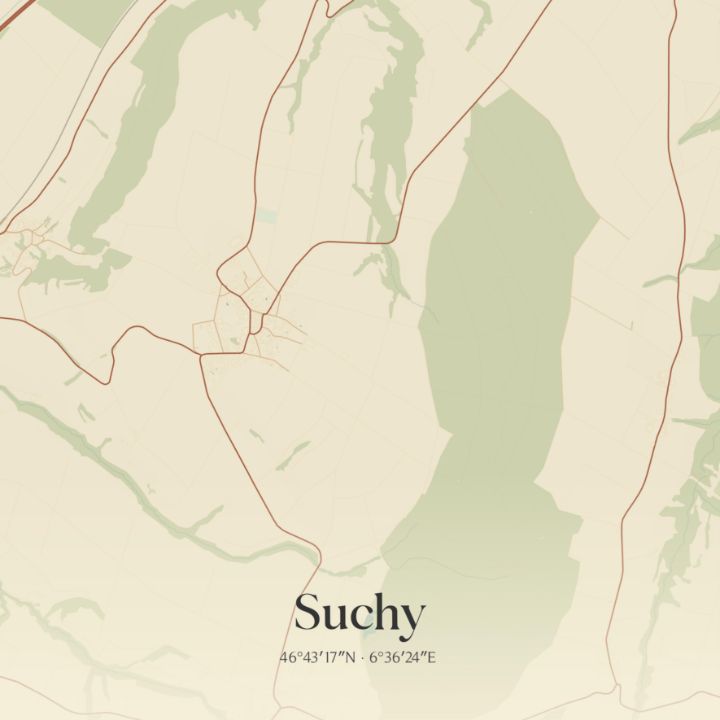 Vintage map of Suchy, Switzerland. - Rezona - Digital Art & AI, Places ...