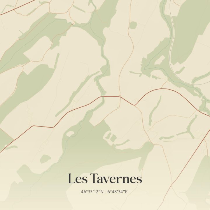 Vintage map of Les Tavernes, Switzer - Rezona - Digital Art & AI ...