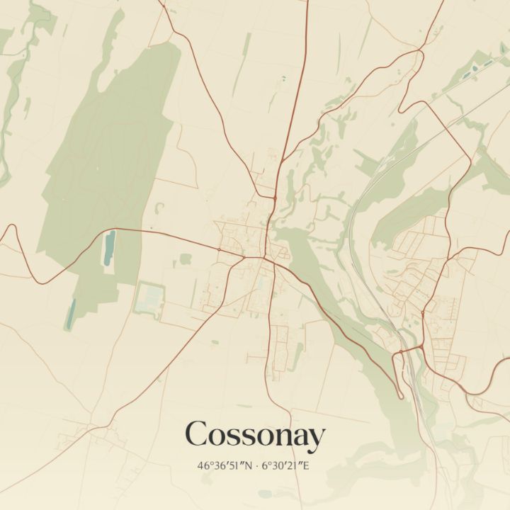 Vintage map of Cossonay, Switzerland - Rezona - Digital Art & AI ...