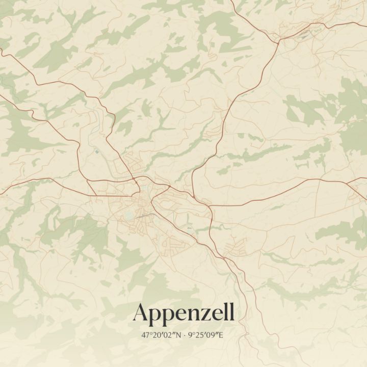 Vintage map of Appenzell, Switzerlan - Rezona - Digital Art & AI ...