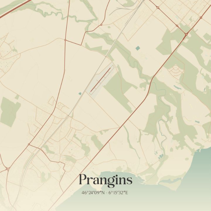 Vintage map of Prangins, Switzerland - Rezona - Digital Art & AI ...