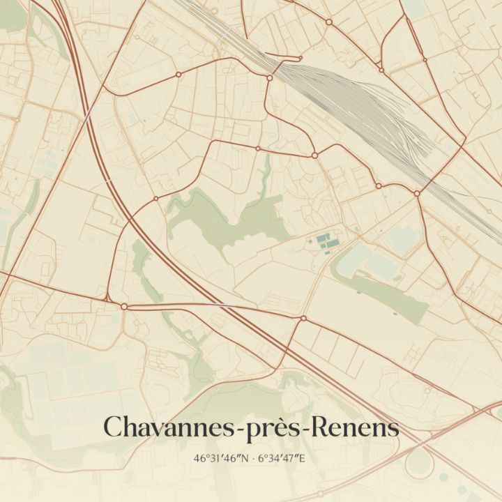 Vintage map of Chavannes-près-Renens - Rezona - Digital Art & AI ...