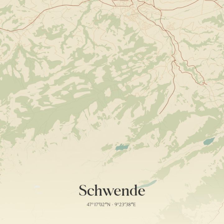 Vintage map of Schwende, Switzerland - Rezona - Digital Art & AI ...