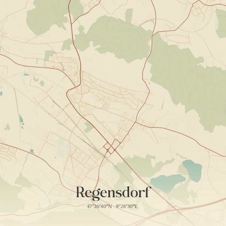 Vintage map of Regensdorf, Switzerla - Rezona - Digital Art & AI ...