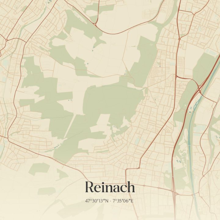 Vintage map of Reinach, Switzerland. - Rezona - Digital Art & AI ...