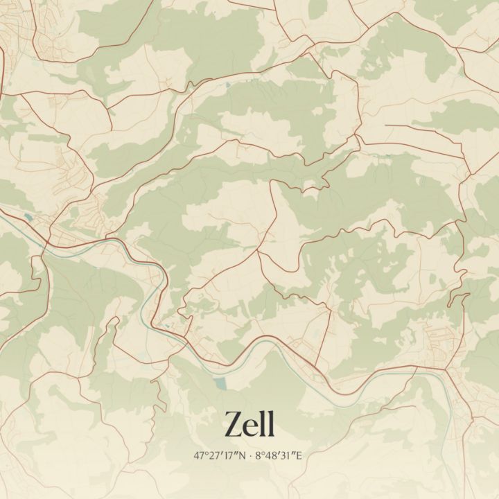 Vintage map of Zell, Switzerland. - Rezona - Digital Art & AI, Places ...