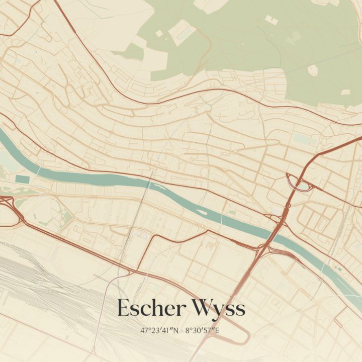 Vintage map of Escher Wyss, Switzerl - Rezona - Digital Art & AI ...