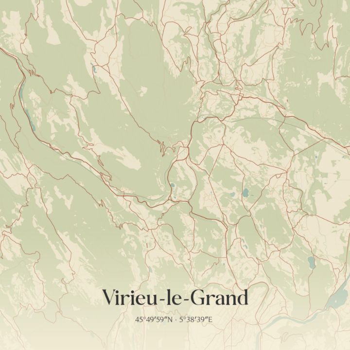 Vintage map of Virieu-le-Grand, Fran - Rezona - Digital Art & AI ...