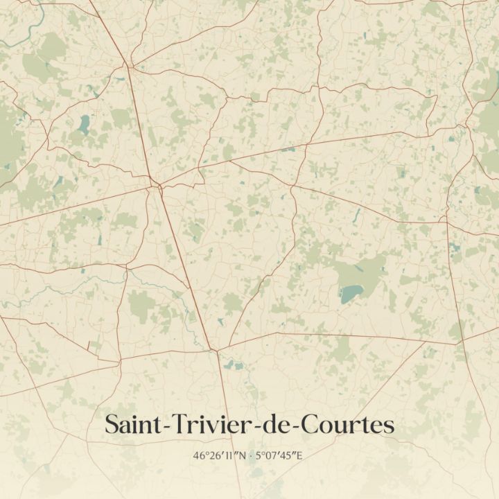 Vintage map of Saint-Trivier-de-Cour - Rezona - Digital Art & AI ...