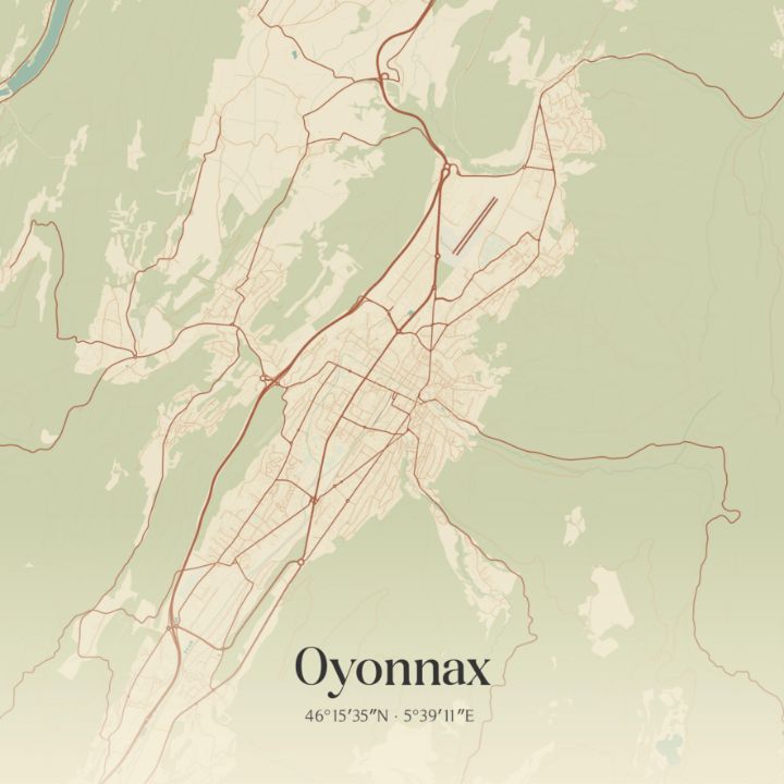 Vintage map of Oyonnax, France. - Rezona - Digital Art & AI, Places ...