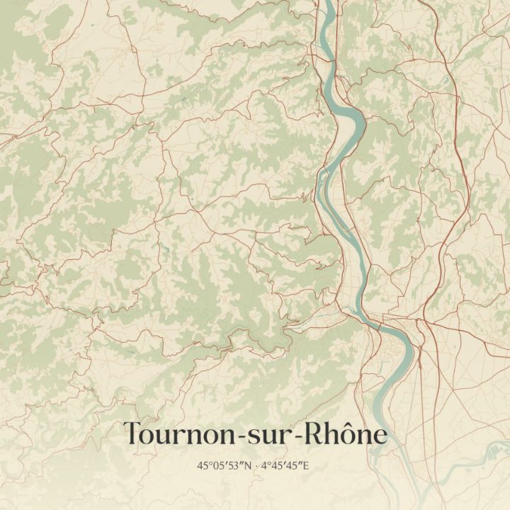Vintage map of Tournon-sur-Rhône, Fr - Rezona - Digital Art & AI ...