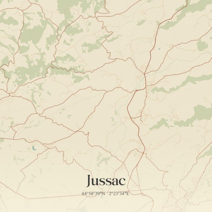 Vintage map of Jussac, France. - Rezona - Digital Art & AI, Places ...