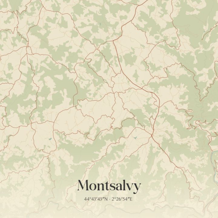 Vintage map of Montsalvy, France. - Rezona - Digital Art & AI, Places ...