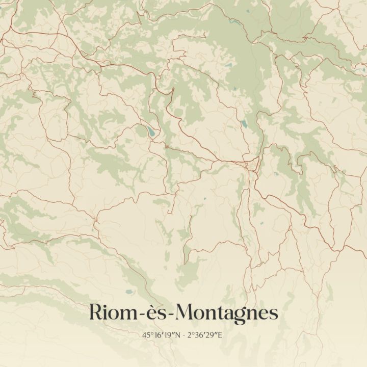 Vintage map of Riom-ès-Montagnes, Fr - Rezona - Digital Art & AI ...