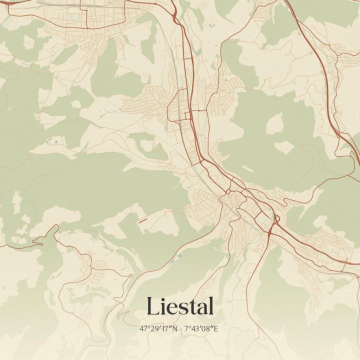 Vintage map of Liestal, Switzerland. - Rezona - Digital Art & AI ...