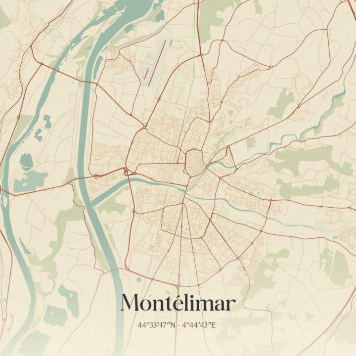 Vintage map of Montélimar, France. - Rezona - Digital Art & AI, Places & Travel, Europe, France ...