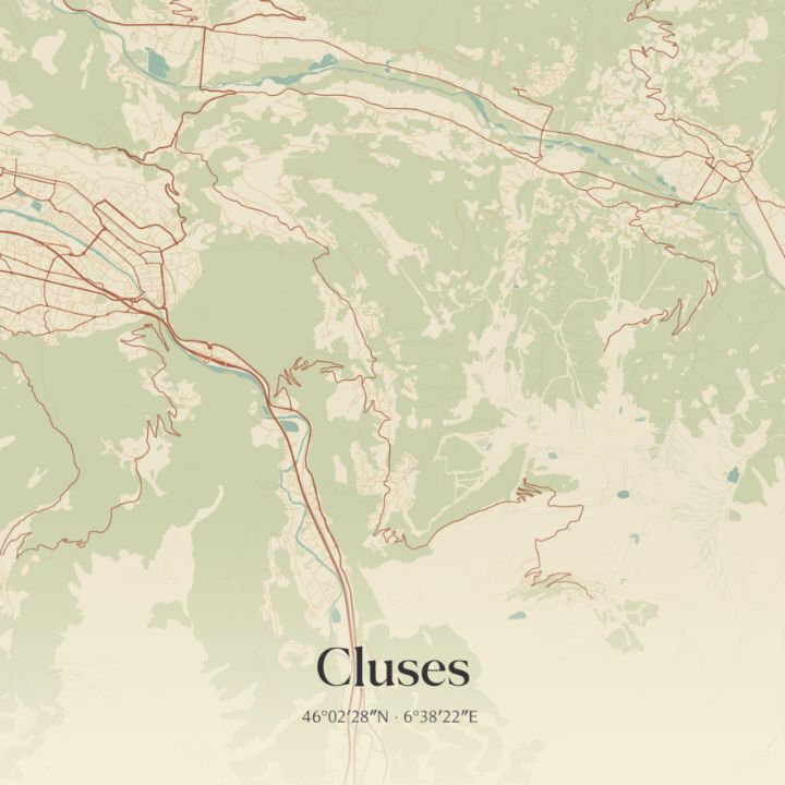 Vintage map of Cluses, France. - Rezona - Digital Art & AI, Places ...