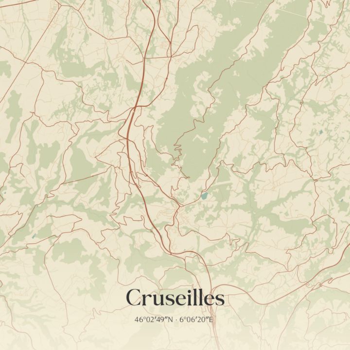 Vintage map of Cruseilles, France. - Rezona - Digital Art & AI, Places ...