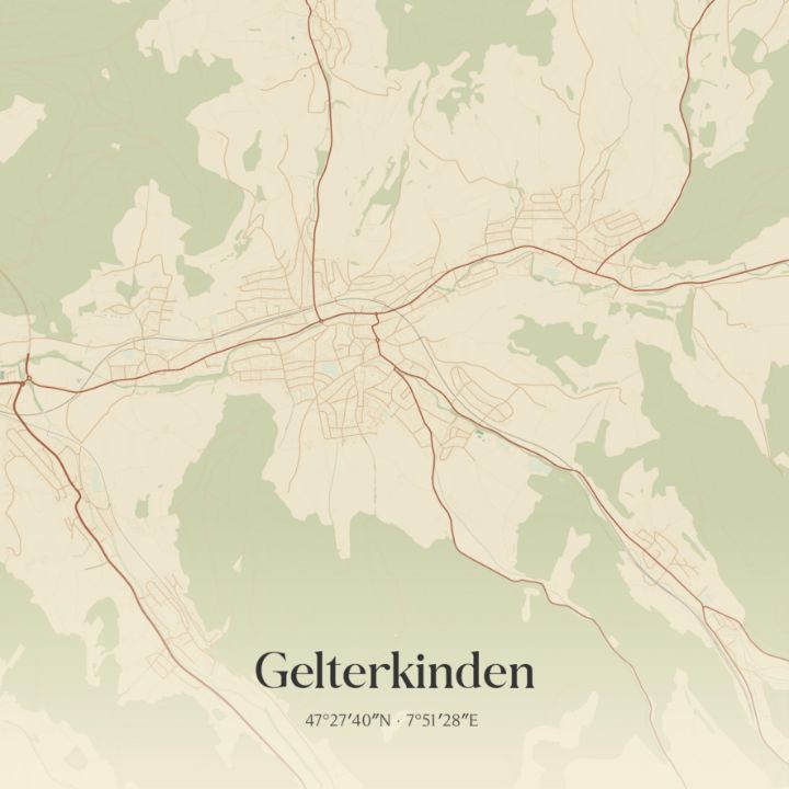 Vintage map of Gelterkinden, Switzer - Rezona - Digital Art & AI ...